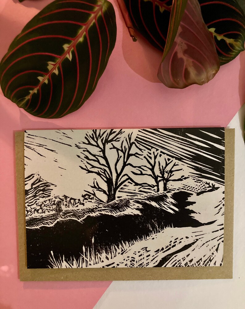 Hod Hill Card - Linocut Design • Print • Roman Fort • Countryside ...