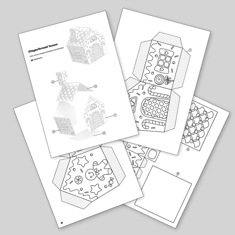 Gingerbread House, Christmas House, 3D Coloring Crafts, Printable ...