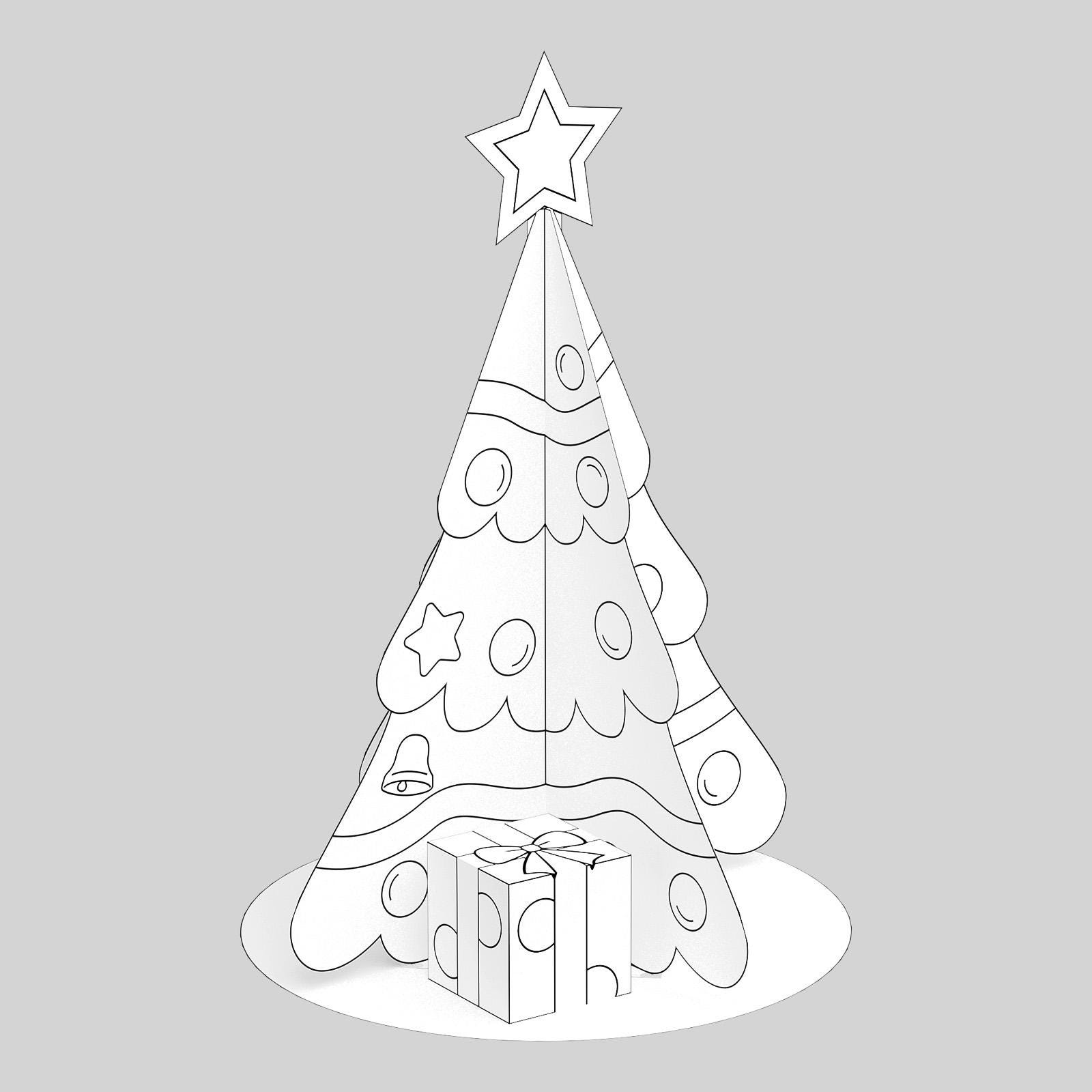 Christmas Tree, 3D Coloring Crafts, Printable Papercraft Kit, Paper Toy ...