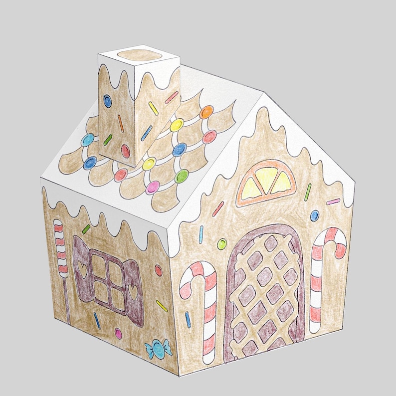 Gingerbread House, Christmas House, 3D Coloring Crafts, Printable ...