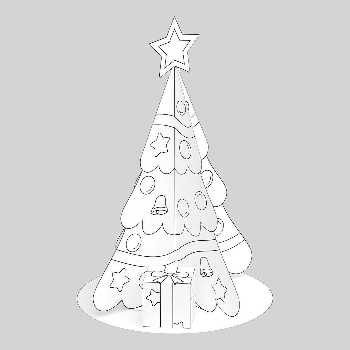 Christmas Tree, 3D Coloring Crafts, Printable Papercraft Kit, Paper Toy ...