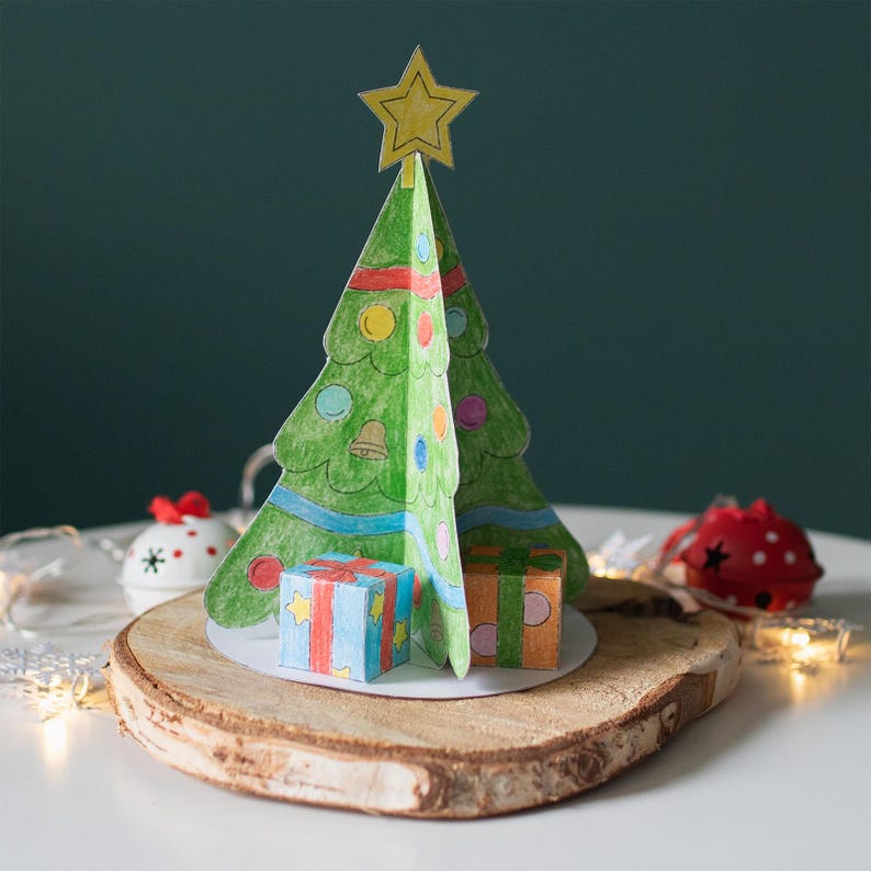 Christmas Tree, 3D Coloring Crafts, Printable Papercraft Kit, Paper Toy ...