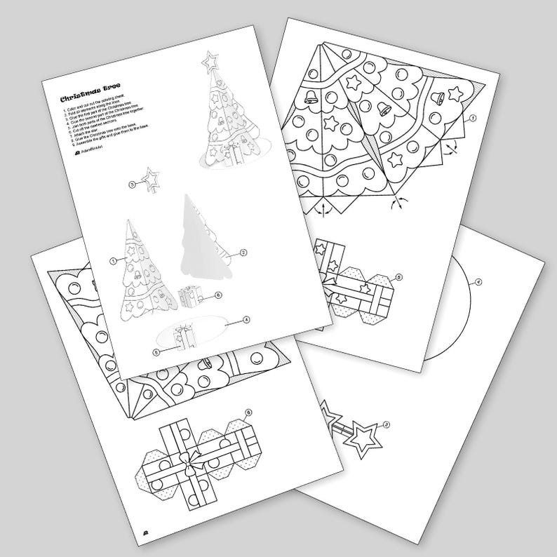 Christmas Tree, 3D Coloring Crafts, Printable Papercraft Kit, Paper Toy ...