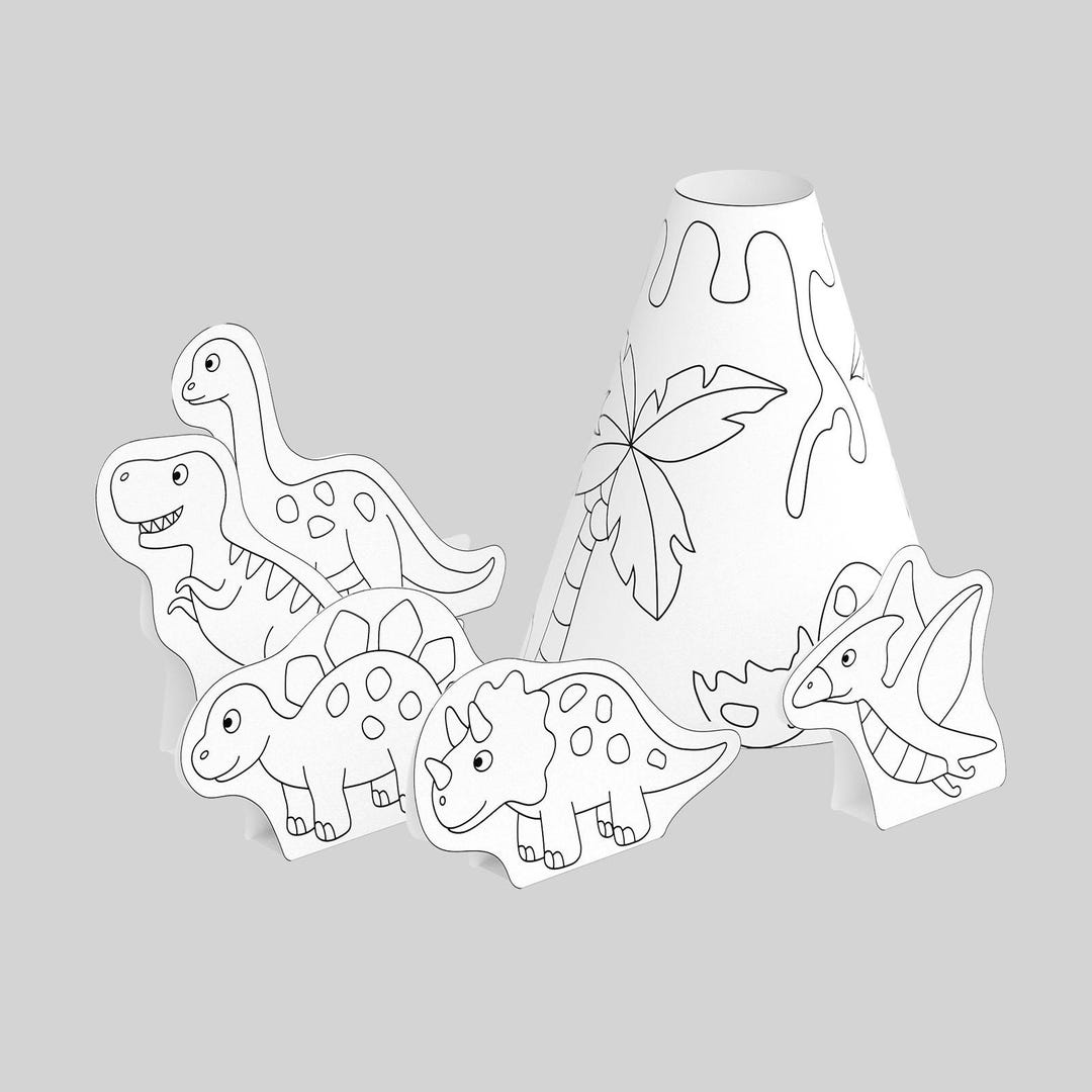 Dinosaurs, 3D Coloring Crafts, Printable Papercraft Kit, Paper Toy ...