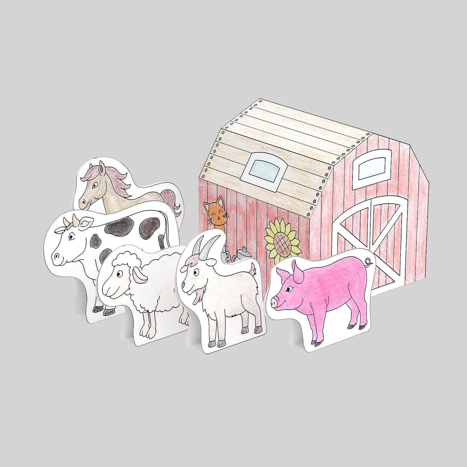 Farm, 3D Coloring Crafts, Printable Papercraft Kit, Paper Toy, Colour ...