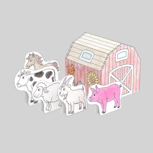 Farm, 3D Coloring Crafts, Printable Papercraft Kit, Paper Toy, Colour ...