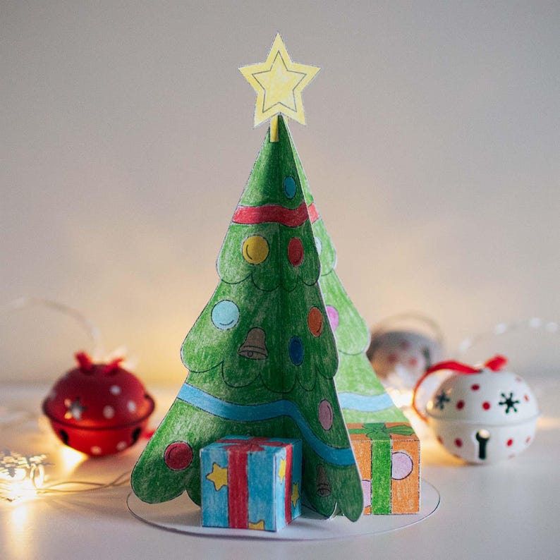 Christmas Tree, 3D Coloring Crafts, Printable Papercraft Kit, Paper Toy ...