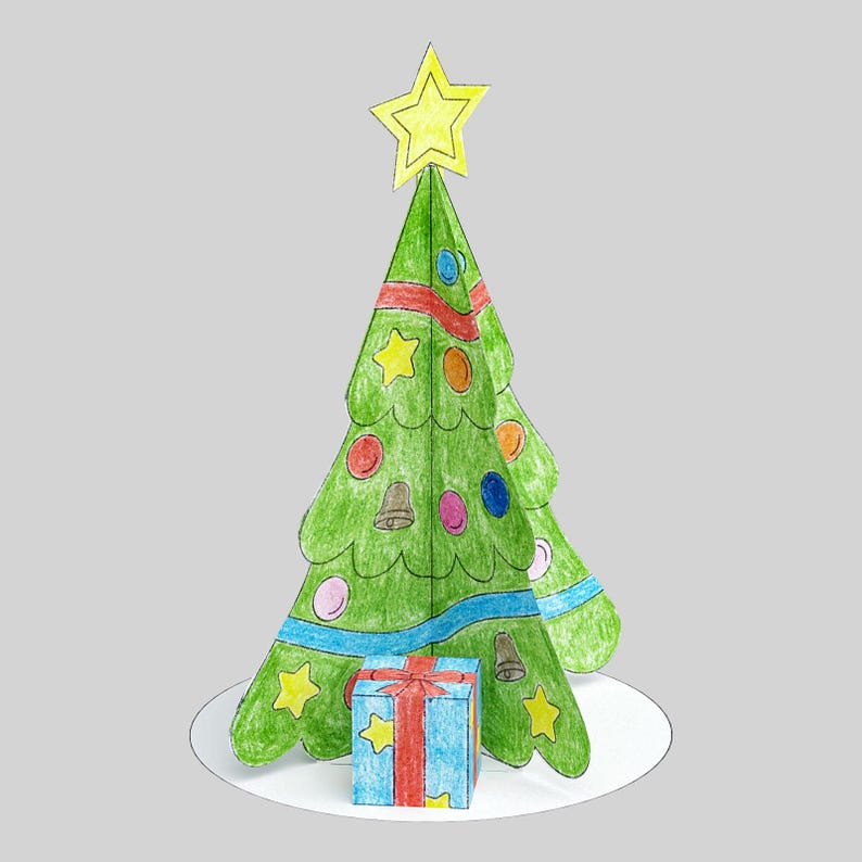 Christmas Tree, 3D Coloring Crafts, Printable Papercraft Kit, Paper Toy ...
