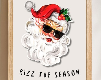 Christmas Print Funny Retro Inspired Decor Skibidi Santa Winter Wall ...
