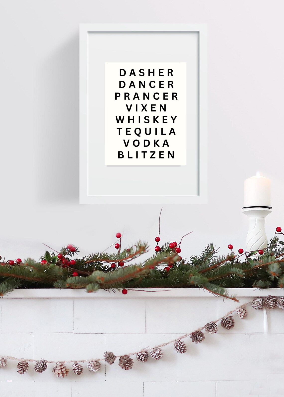 Funny Christmas Whiskey Reindeer Sign Printable Bar Mancave Vodka ...