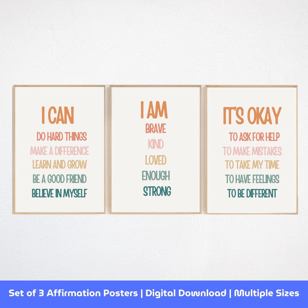 Kids Affirmation Poster Set: Playroom Classroom Decor (digital Download ...