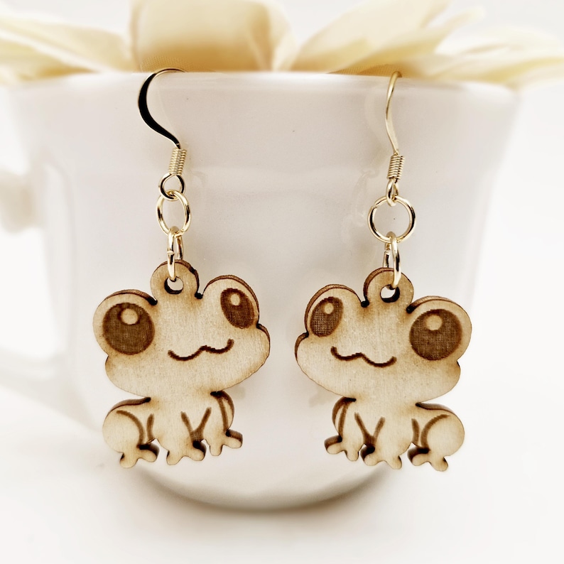 Laser Cut File Frog Earrings Svg - Animal Earrings - Wood Acrylic Leather - Cute Earrings Svg ...