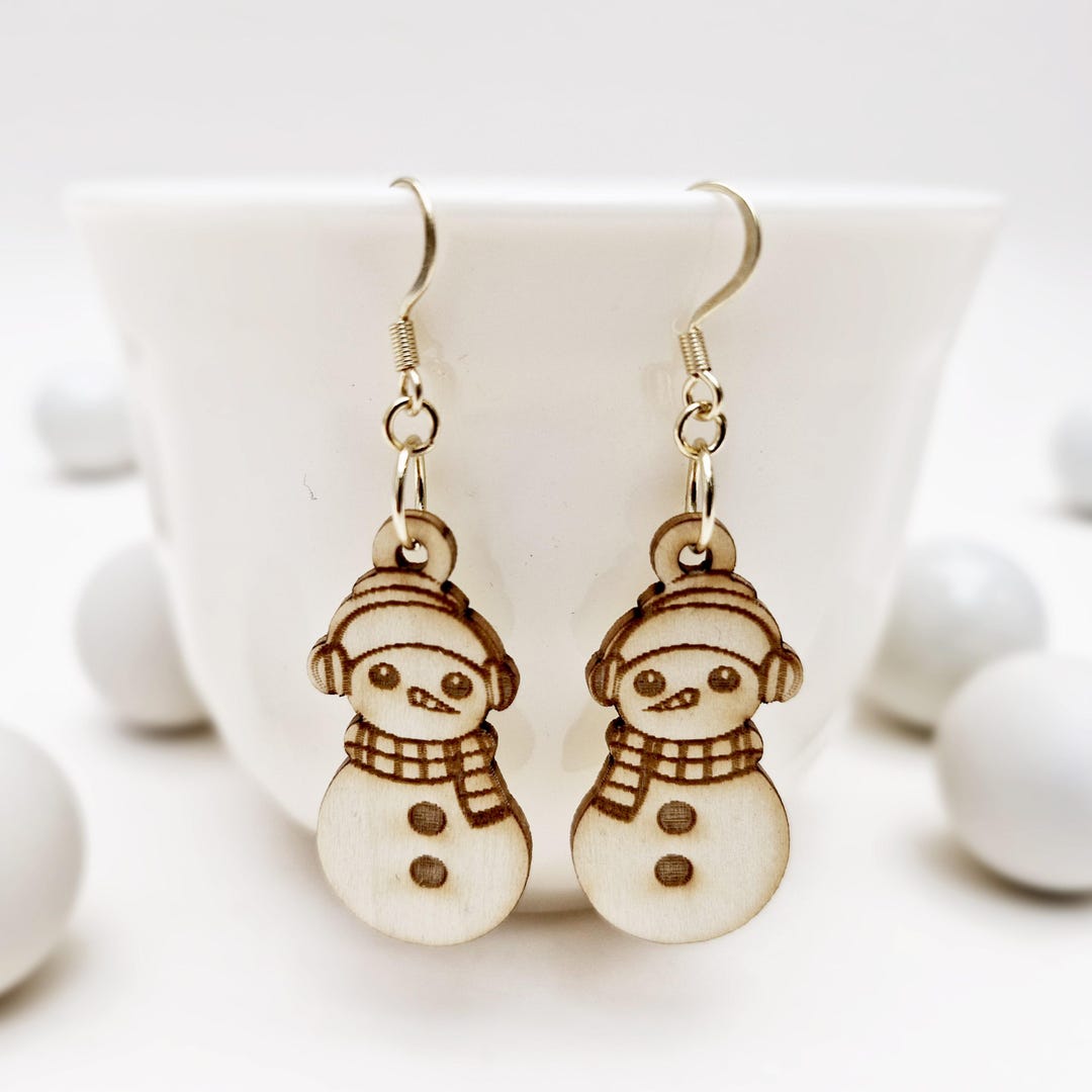 Snowman Earring Svg Laser Cut Wood - Snowmen Earrings Svg Cut Files ...