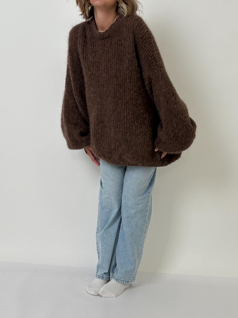 Oversized Chunky Knit Sweater / Cozy Brown Pullover for Fall and Winter ...