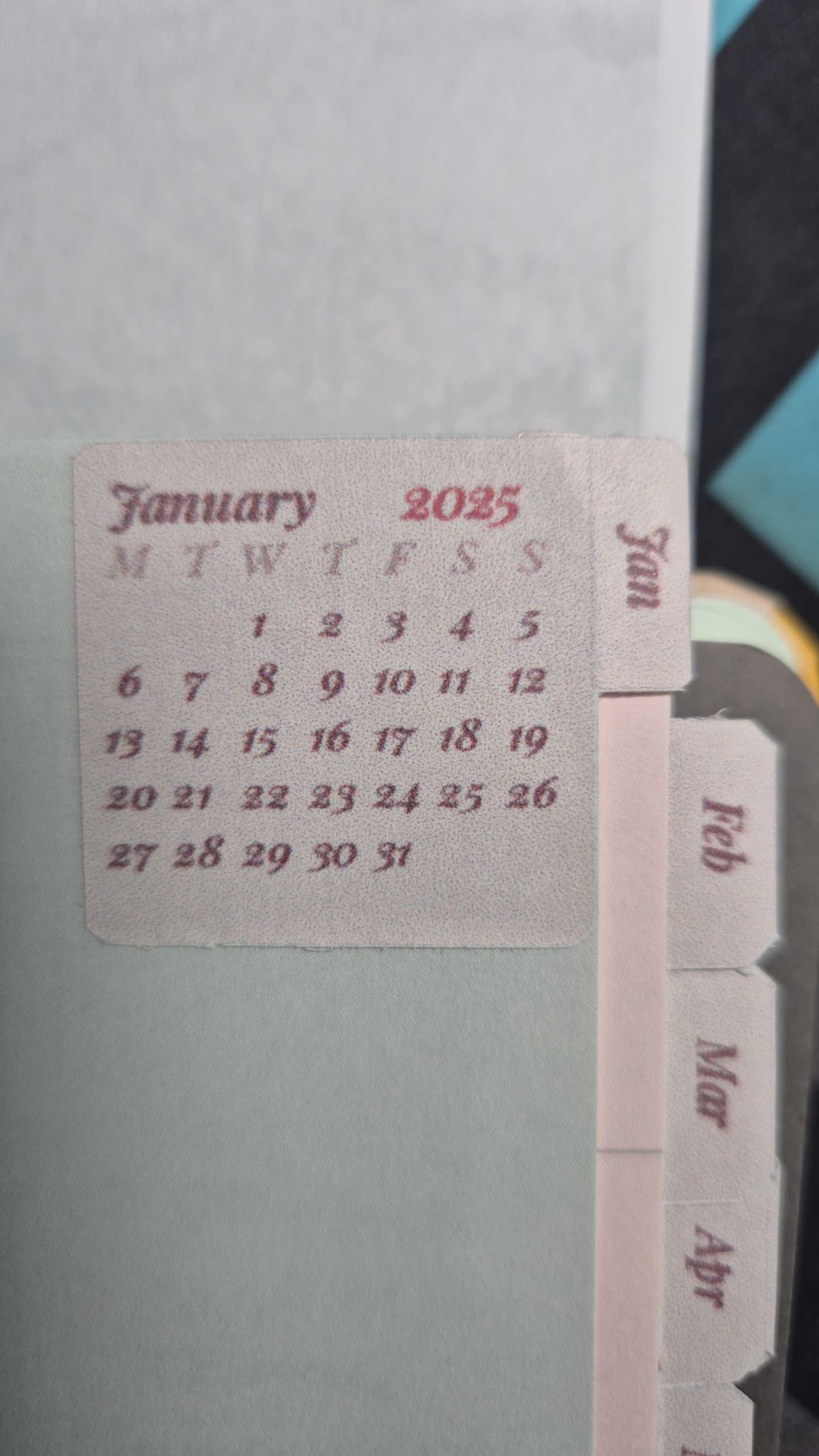 2025 Printable Calendar Index Tabs Journal Tabs for Notebooks Monthly ...