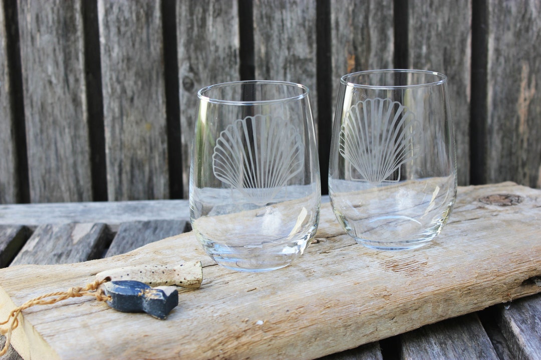 Scallop Shell Wine Glasses, Coastal Wine Glass, Sea Shell Wine Set ...