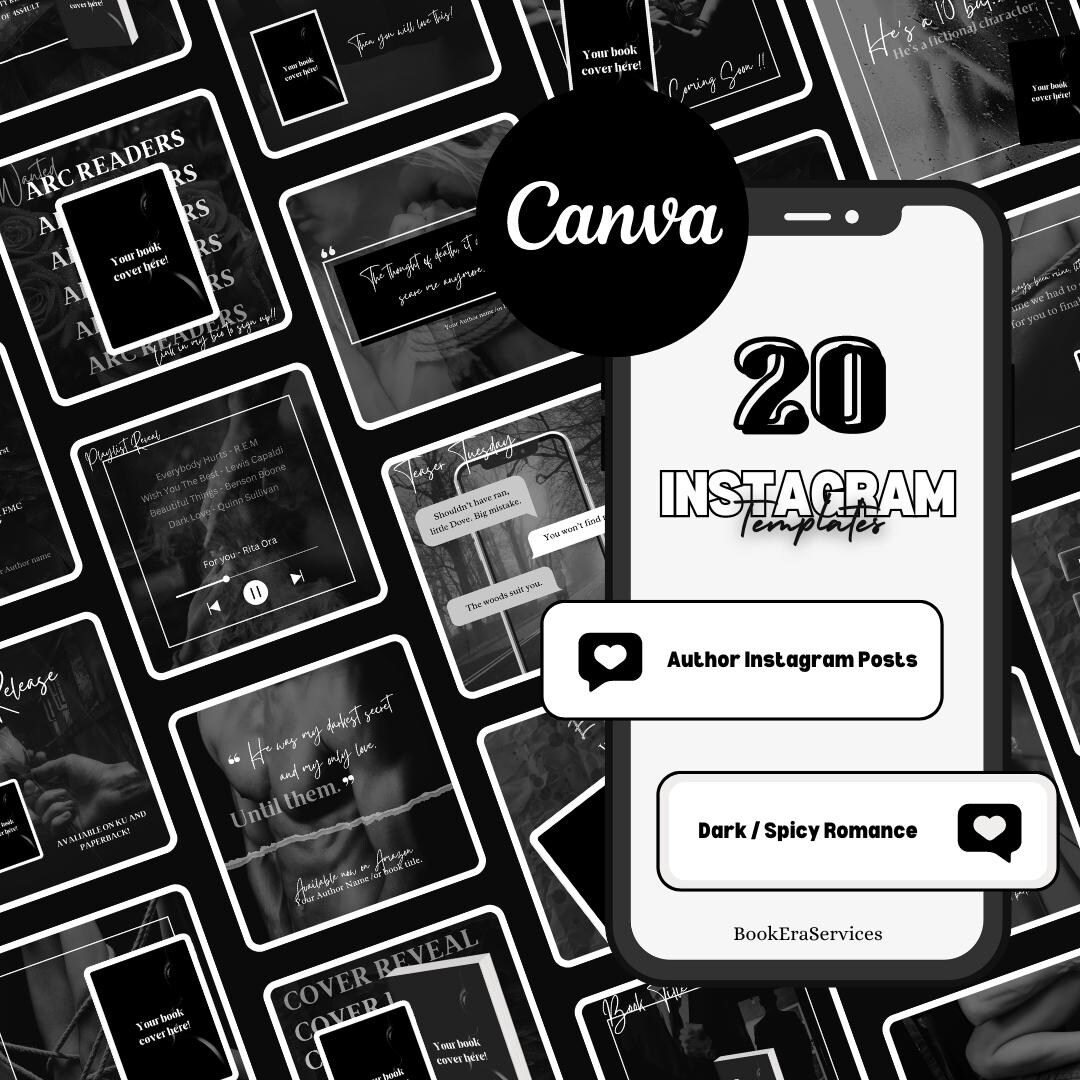 20 Dark Romance Templates - 1:1 Author Instagram Bundle. - Etsy