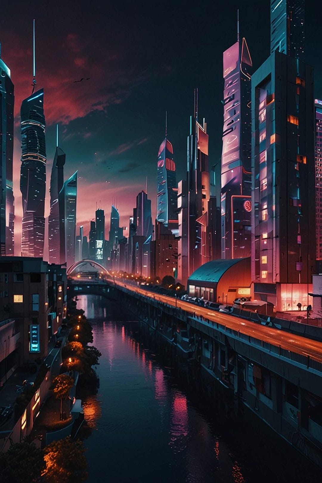 Futuristic City Scape Digital Art - Etsy