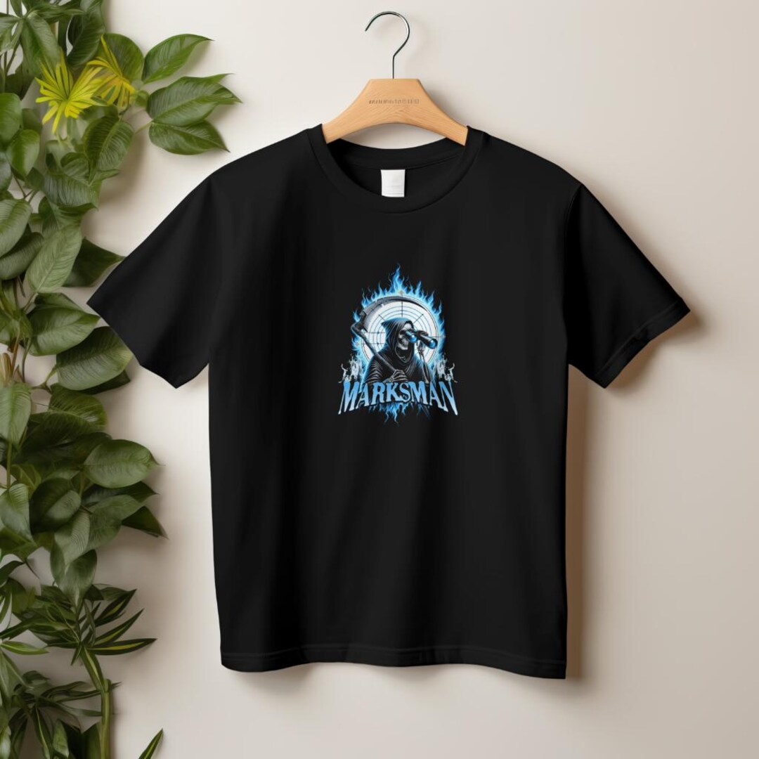 Custom Marksman Grim Reaper Bright Blue Flames T-shirt - Etsy