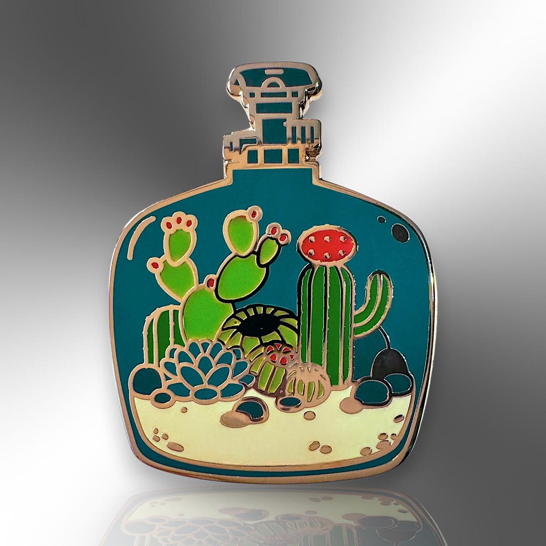 Desert Plants Cacti in Oxygen Tank Hard Enamel Pin, Friendship Gift ...