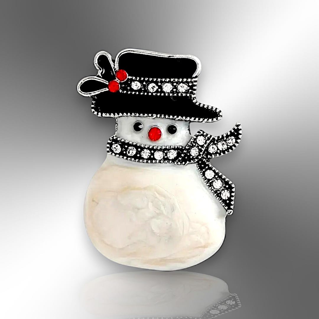 Snowman Christmas Brooch, Rhinestone Snowman Badge for Parties, Festive ...