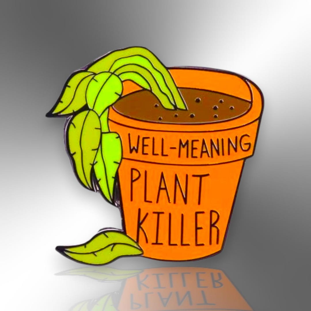 Plant Killer Dying Potted Plant Enamel Lapel Pin Badge, Funny Brooch ...