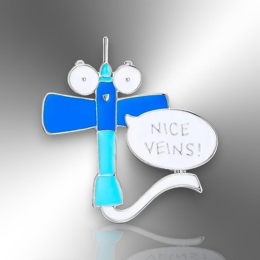 Cartoon Nurse Syringe IV Needle Nice Veins Enamel Lapel Pin Badge, Gift ...