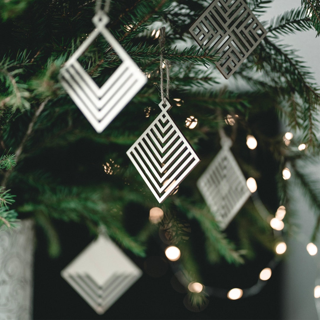 Geometric Christmas Tree Ornaments (set of 10) - Etsy