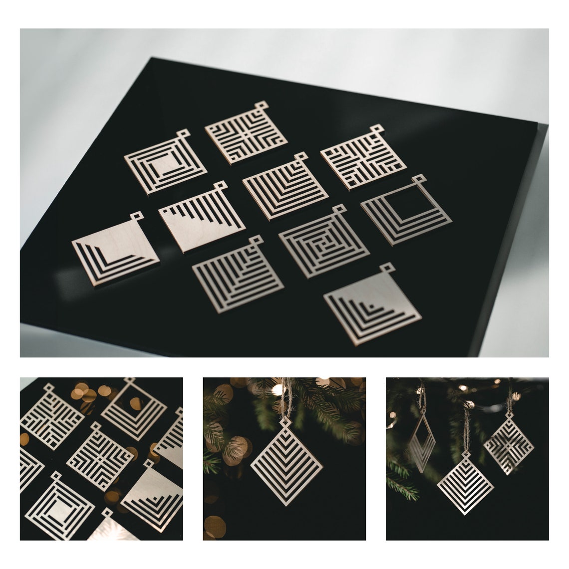 Geometric Christmas Tree Ornaments (set of 10) - Etsy