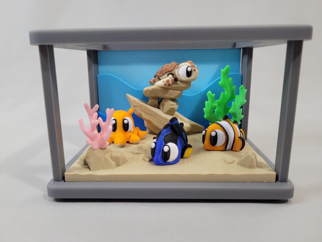 Cubicle Critters 3D Printed Aquarium Diorama | Ocean Animals Desk Decor ...
