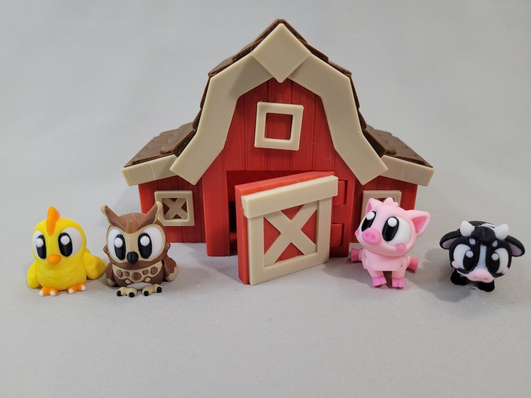 Cubicle Critters Barn and Articulated Farm Animals Fidget Desk Playset ...