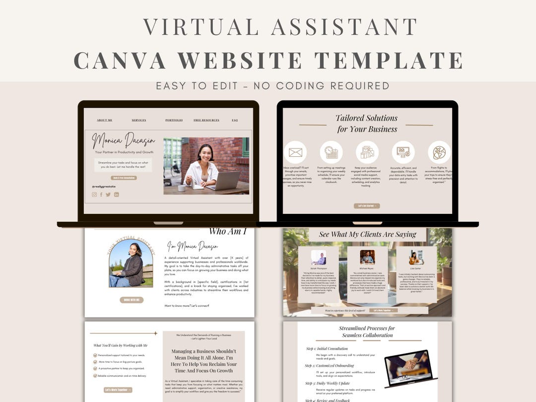 Virtual Assistant Website Template Canva Sales Page Template Freelancer ...