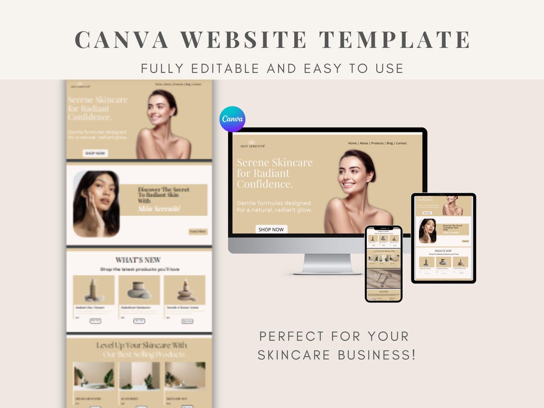 Canva Website Template Product Based Website Template for Skincare ...
