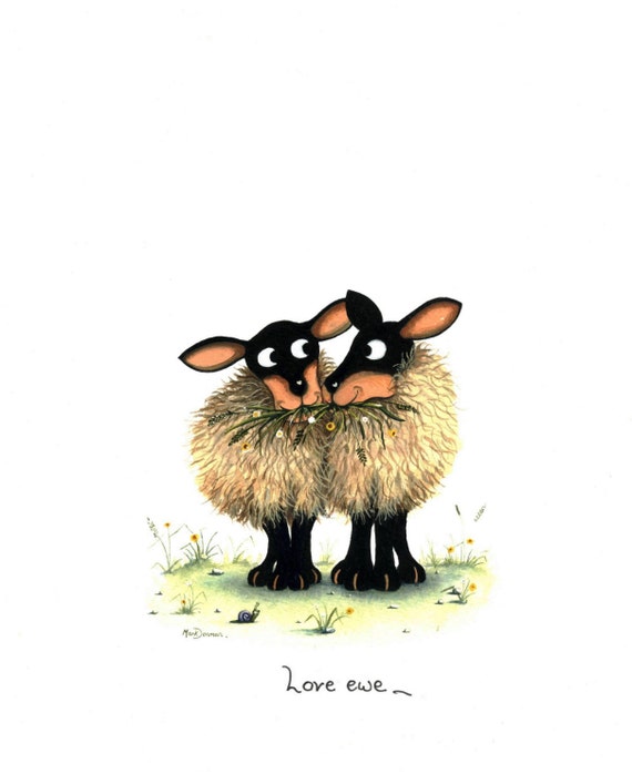 Love Ewe Sheep Print Signed by UK Artist Mark Denman | Etsy UK