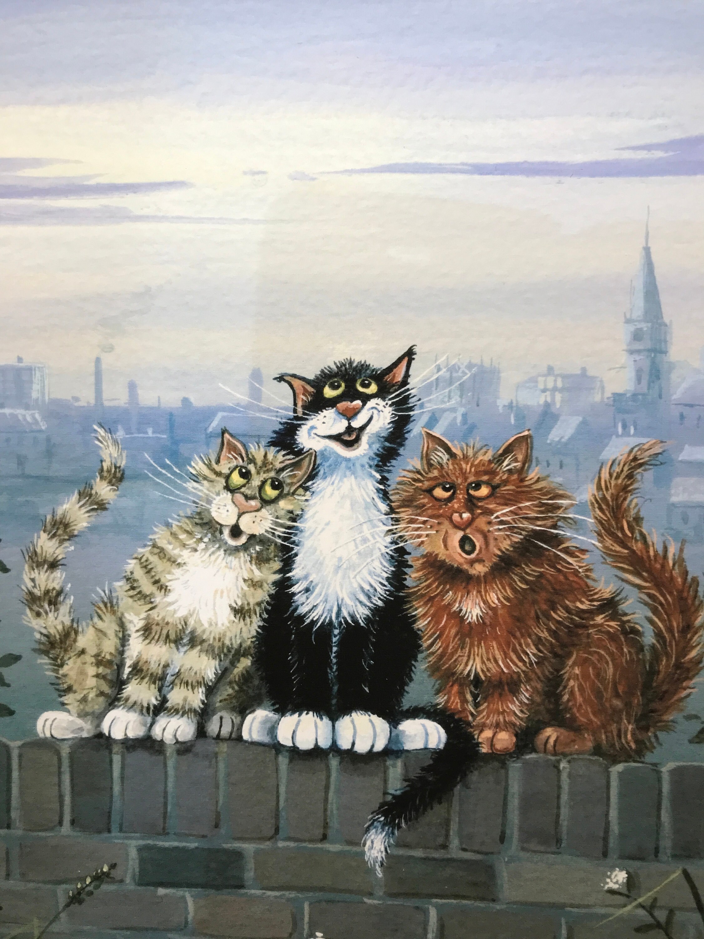 Harmony, Cats Chorus Signed Print From a Watercolour by UK Artist Mark ...