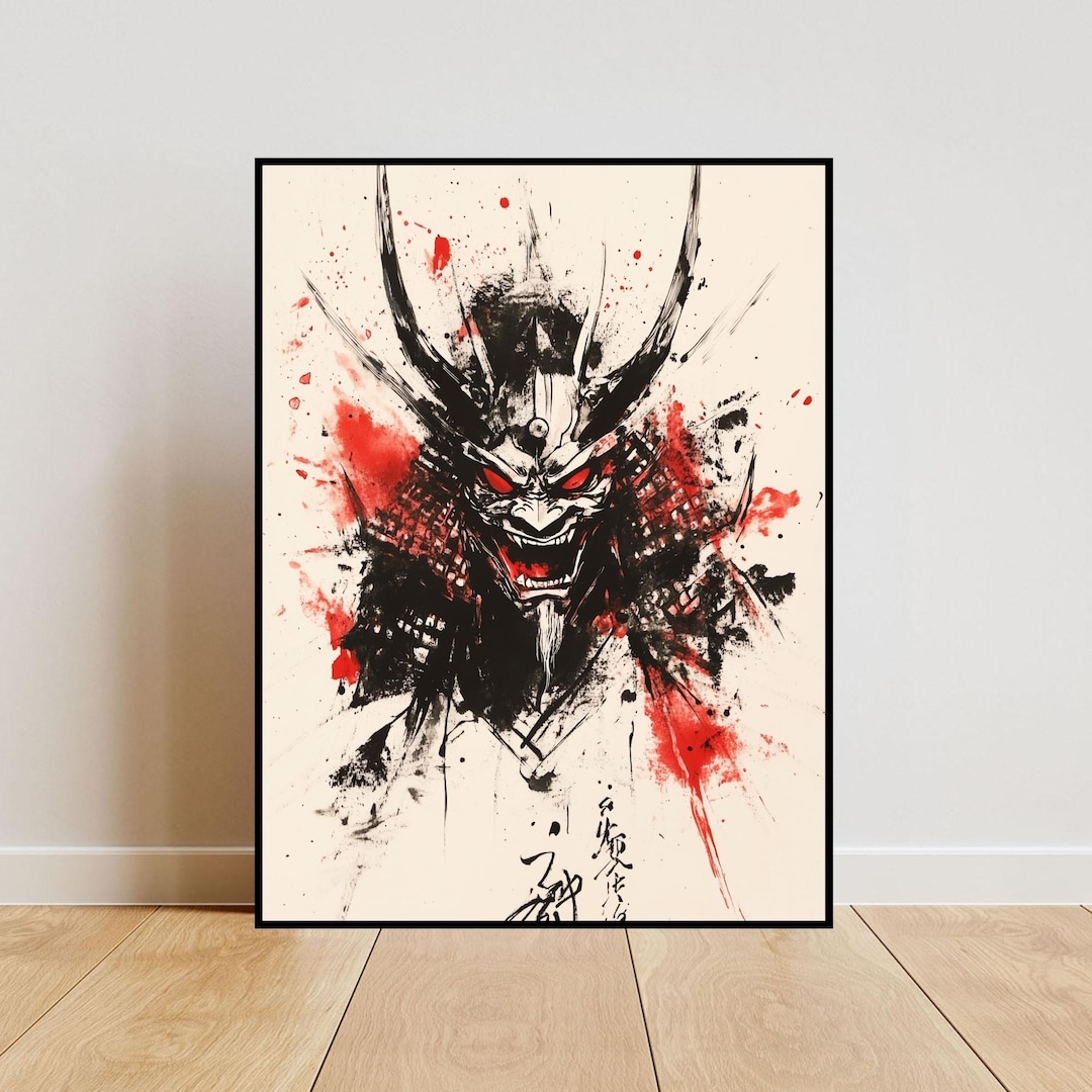 Samurai Oni Mask Poster Japanese Demon Art Print Ideal for Gamers ...