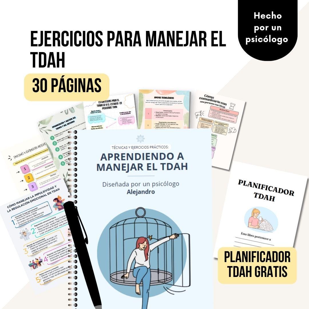 Hojas para trabajar el TDAH, planificador de TDAH para adultos, manual ...