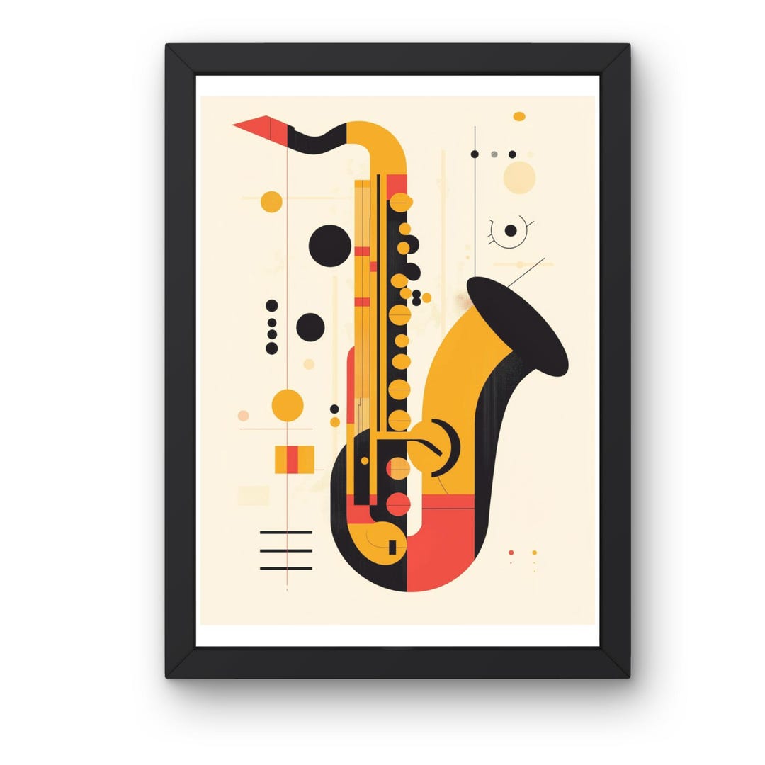 Retro Saxophone Poster, Modern Jazz Inspired Gift for Musician, Music ...