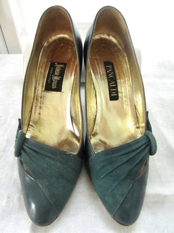 Pancaldi Vintage Pumps Satin And Python Size7.5 - Gem
