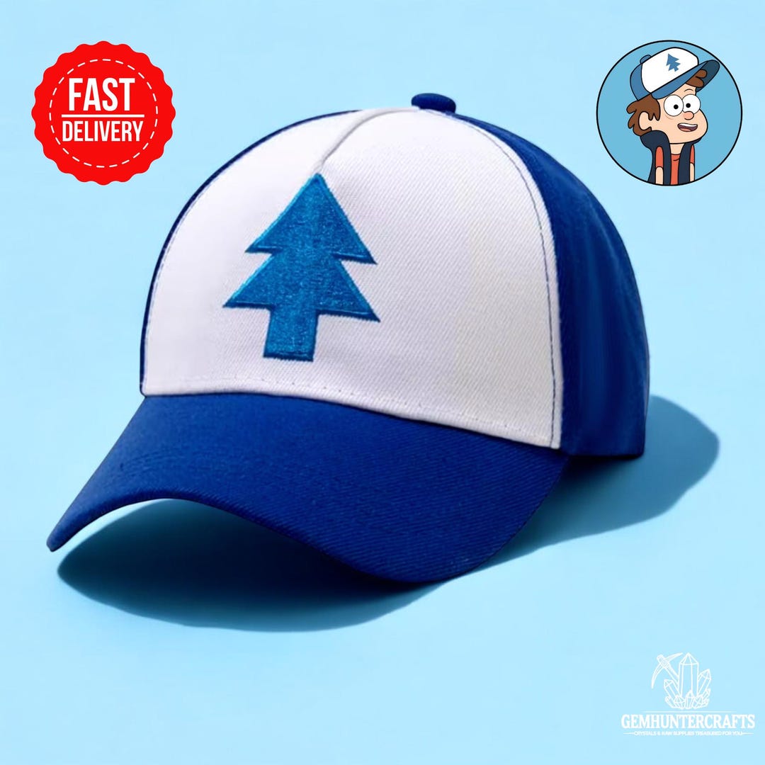 Dipper Pines Embroidered Cap - Iconic Blue Hat With Pine Tree Logo ...