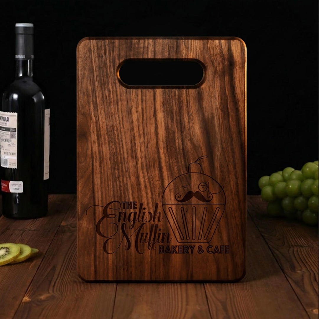 Personalized Walnut Cutting Board 9x6, Custom Engraved Handle, Business ...