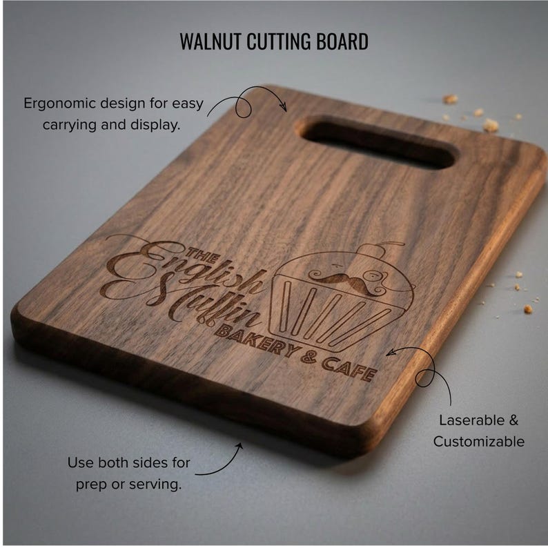 Personalized Walnut Cutting Board 9x6, Custom Engraved Business ...