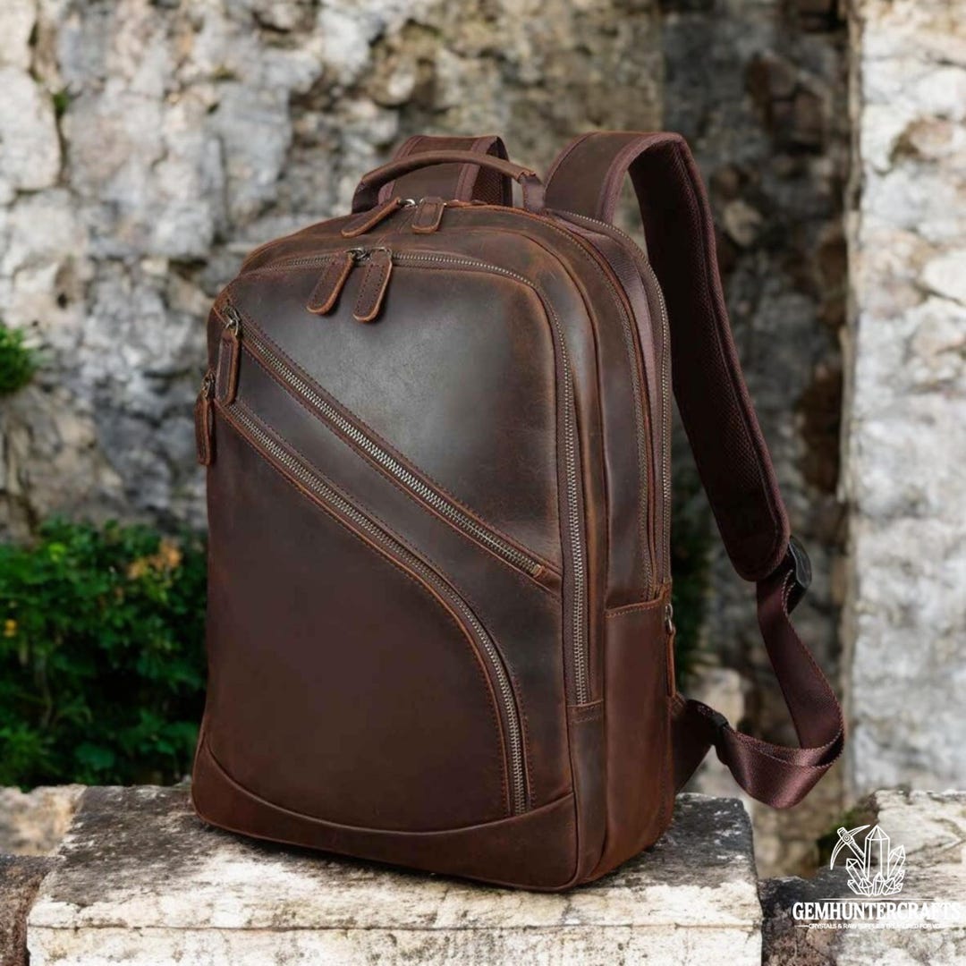 Custom Logo Leather Laptop Backpack: Full Grain Travel Bag With USB - Etsy