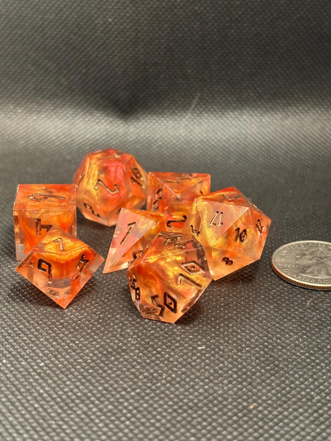 Red and Gold Full Dnd Set of Dice - Etsy