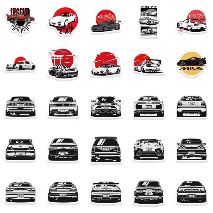 JDM Japanese Racing Car Stickers Vinyl Pack Set of 50 Decals for Car ...