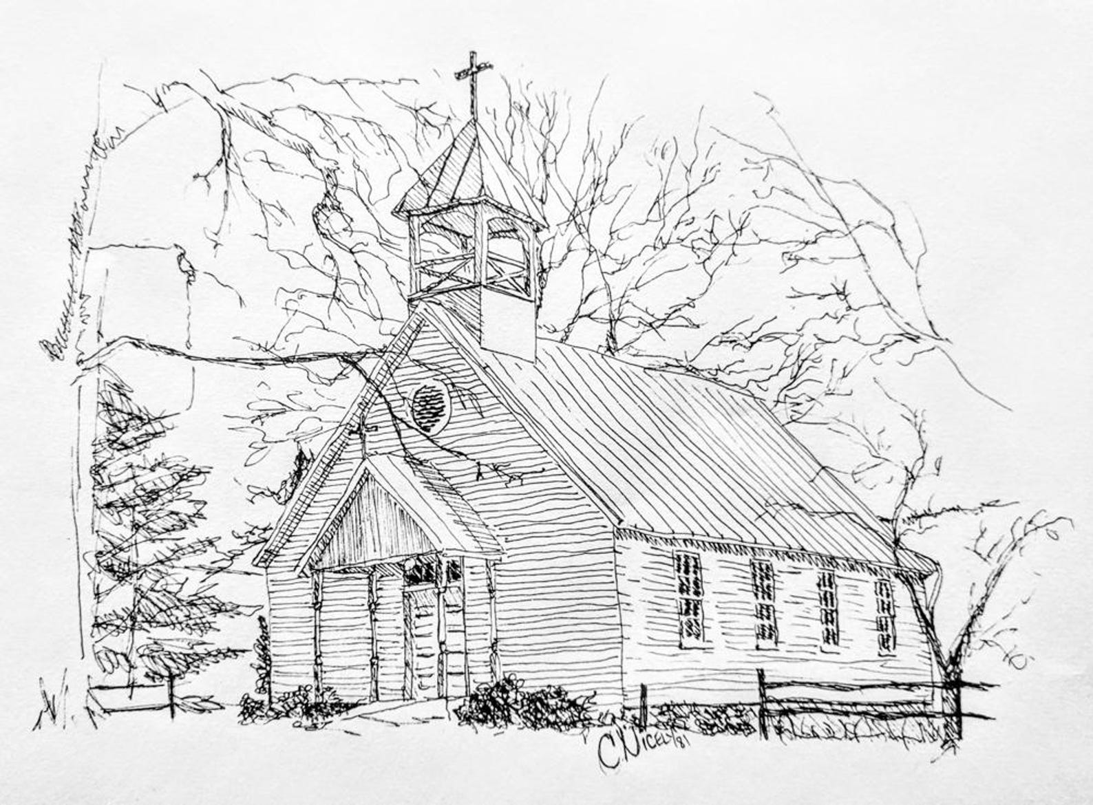 Hand Drawn Church Notecard Set: Pencil & Ink Art of Iconic Churches ...