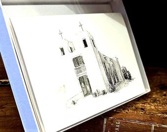 Hand Drawn Church Notecard Set: Pencil & Ink Art of Iconic Churches ...