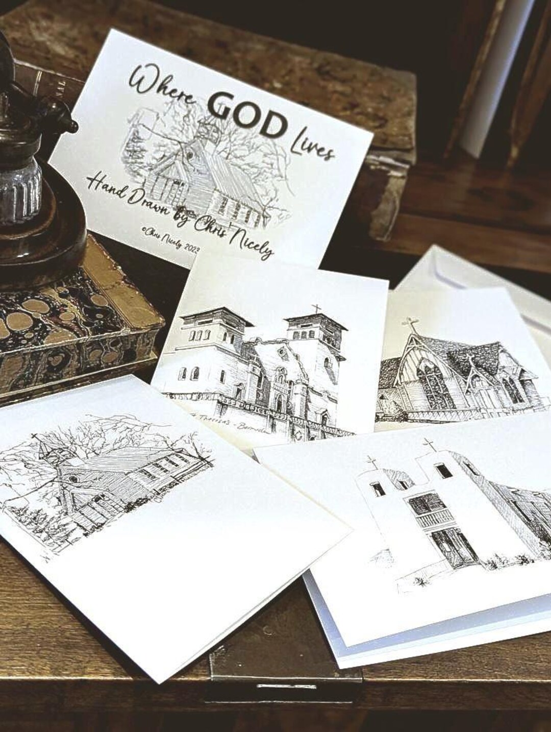 Hand Drawn Church Notecard Set: Pencil & Ink Art of Iconic Churches ...
