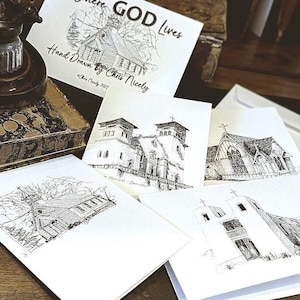 Hand Drawn Church Notecard Set: Pencil & Ink Art of Iconic Churches ...