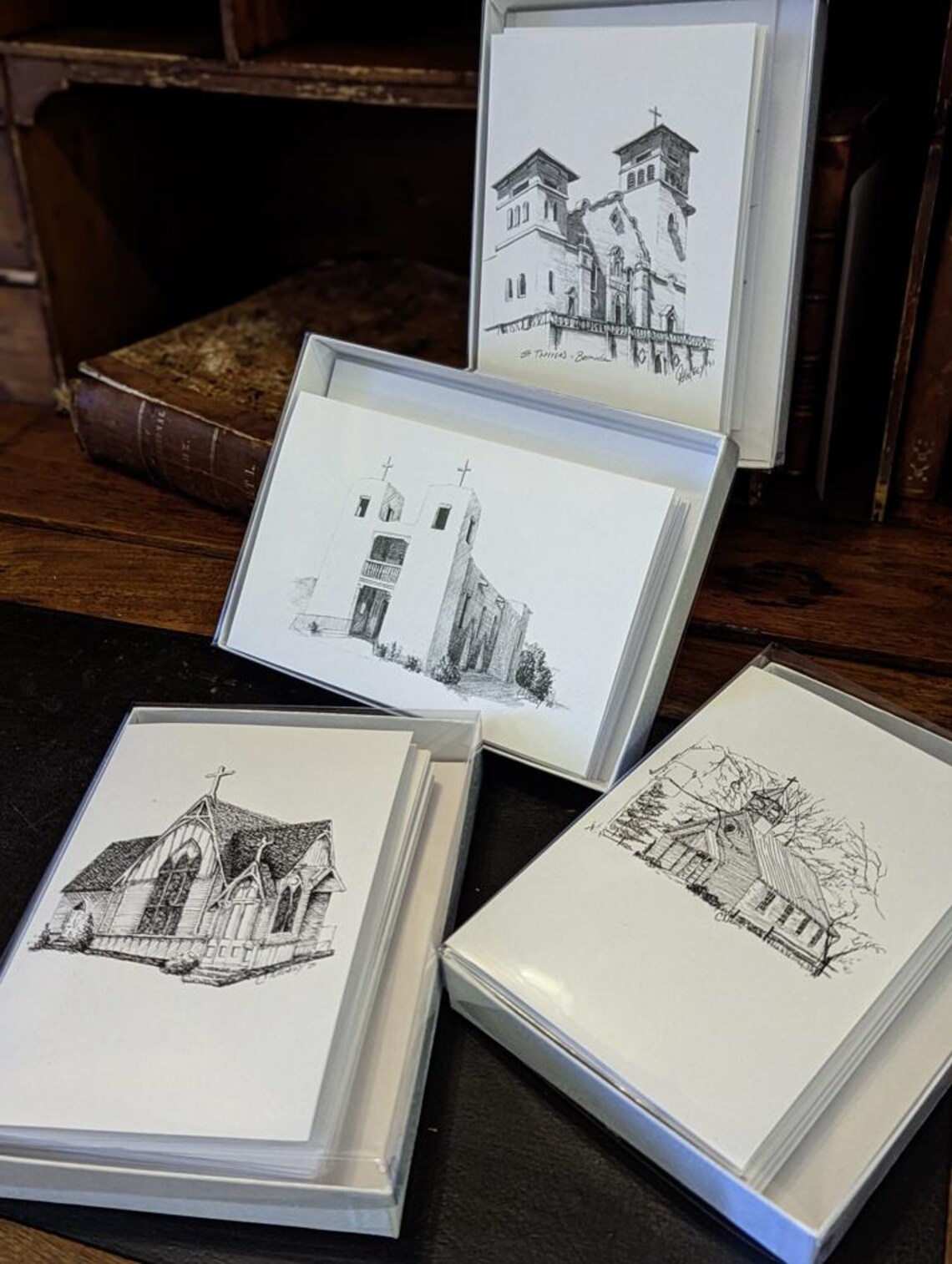 Hand Drawn Church Notecard Set: Pencil & Ink Art of Iconic Churches ...